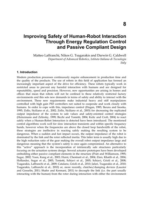 Pdf Improving Safety Of Human Robot Interaction Through Energy