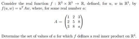 Solved Consider The Real Function Fr3×r3→r Defined For