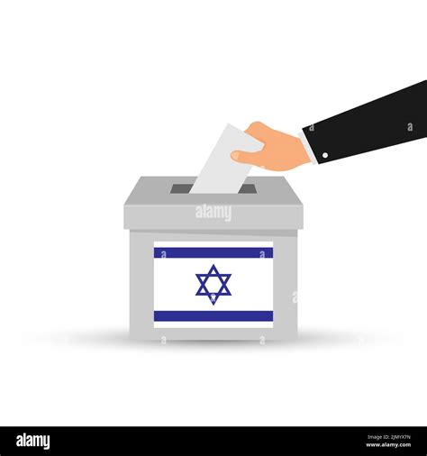 Israeli Voting Concept Hand Putting Paper In The Ballot Box Isolated