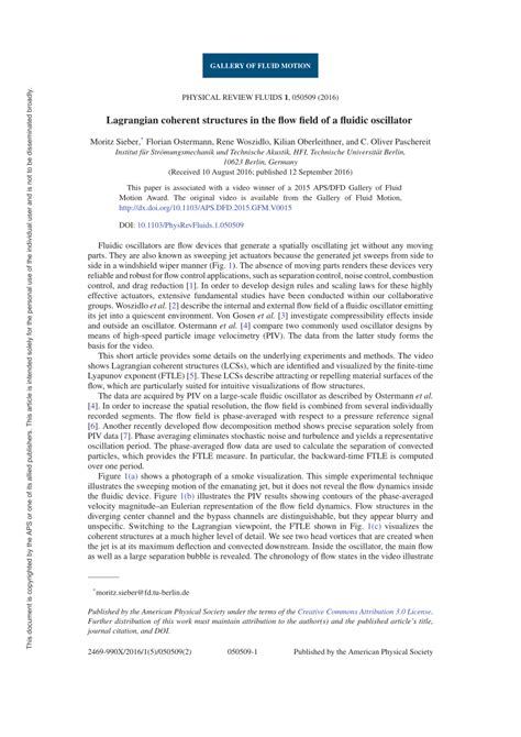 Pdf Lagrangian Coherent Structures In The Flow Field Of A Fluidic