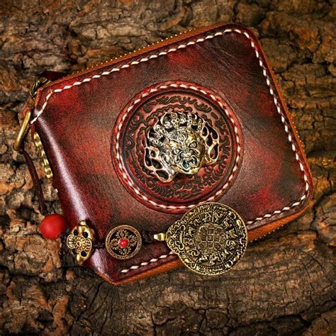 Handmade Leather Mens Billfold Chain Biker Wallet Cool Leather Wallet