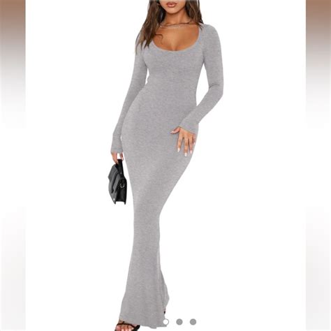 Reoria Dresses Reoria Sexy Square Neck Lounge Bodycon Maxi Dress