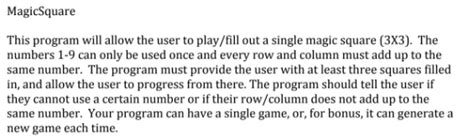 solved magicsquare this program will allow the user to