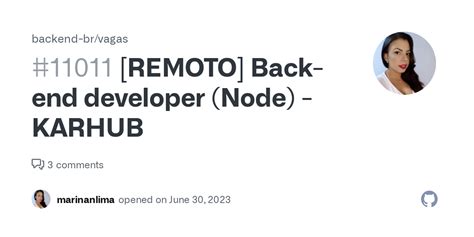 REMOTO Back End Developer Node KARHUB Issue 11011 Backend Br
