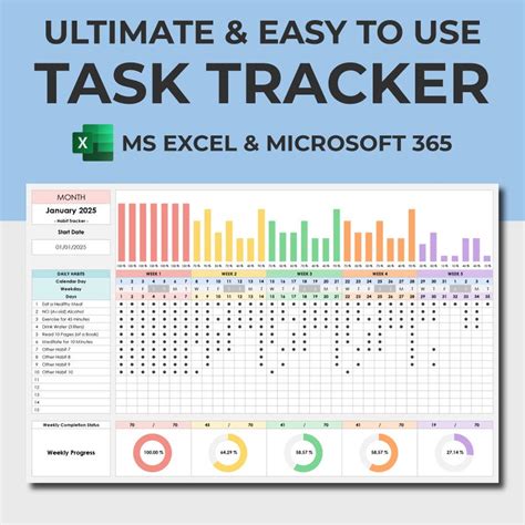 Task Tracker Template Excel Spreadsheet Monthly Weekly Daily Task