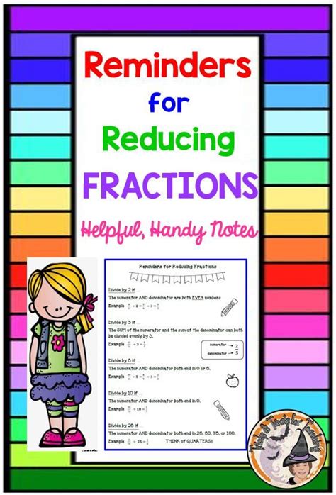 Reducing Fractions Notes Reminders To Simplify Simplifying Fractions