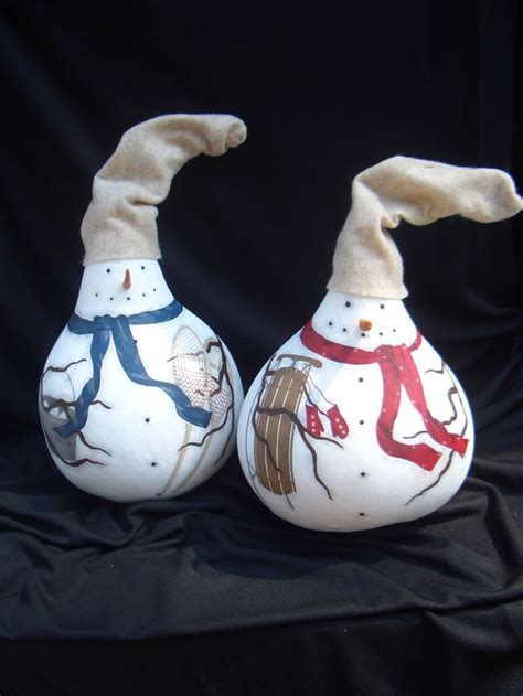 466 Best Painted Gourds Snowman Images On Pinterest