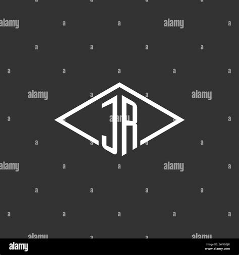Initials Jr Logo Monogram With Simple Diamond Line Style Design Vector