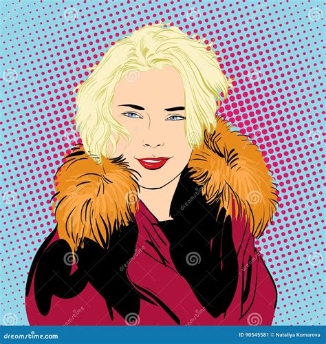 Blondy Woman In Furs A Woman Explaining Something Stock Vector