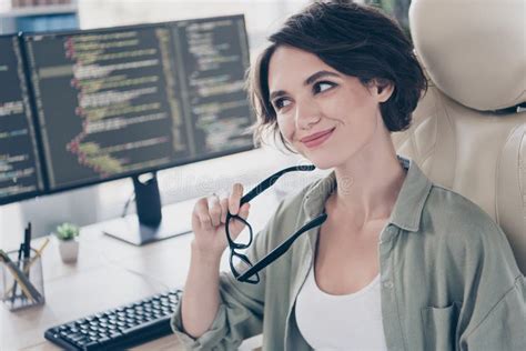 Portrait Of Attractive Experienced Smart Clever Cheery Minded Girl