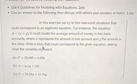Solved List 4 Guidelines For Modeling With Equations 2pts
