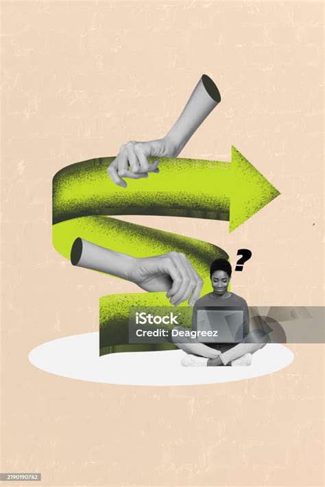 수직 스케치 3d 삽화 콜라주 포스터 행복 미국 소녀 유형 노트북 물음표 딜레마 손 화살표 개발 파악 가능성에 대한 스톡 사진 및 기타 이미지 Istock