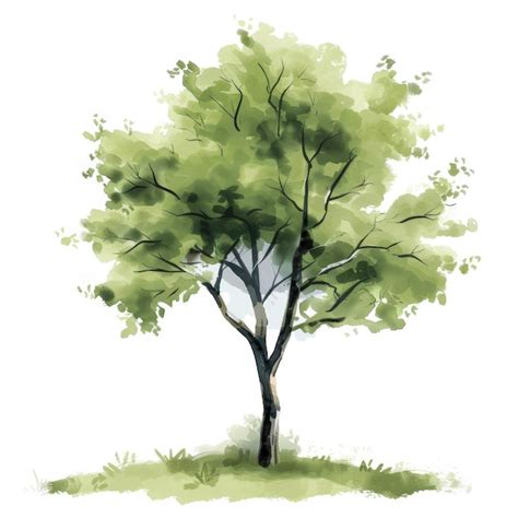 Premium Photo A Drawing Of A Tree With A Green Background