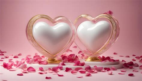 Premium Photo Two Heart Shaped Glass Hearts With A Pink Background