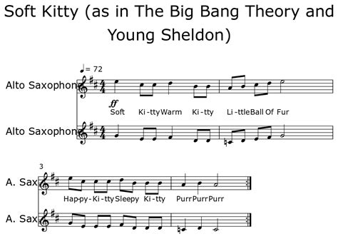Soft Kitty As In The Big Bang Theory And Young Sheldon Sheet Music