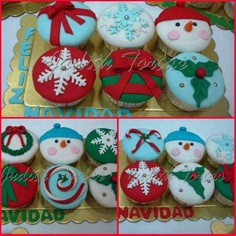 Cupcakes navideños decorados con fondant Sugar cookie Desserts Cookies