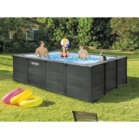 Intex Piscine Tubulaire Graphite Rectangulaire 400 X 300 X 124 M
