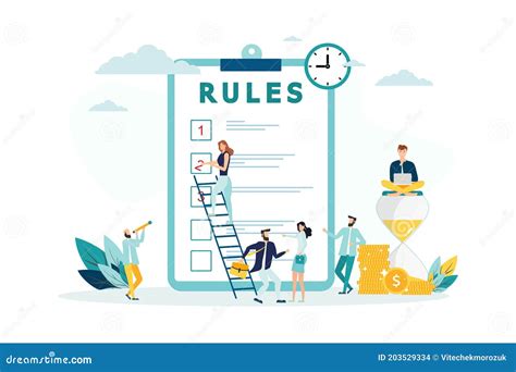Rules Vector Illustration Flat Tiny Regulations Checklist Persons