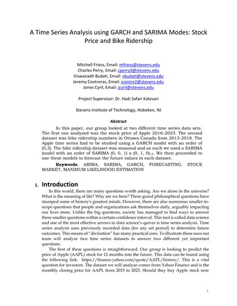 Pdf A Time Series Analysis Using Garch And Sarima Modes Stock Price