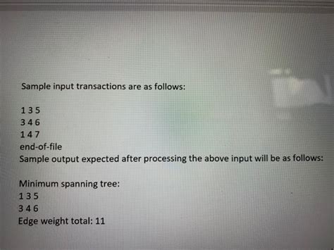 Solved Implement A Minimum Spanning Tree Algorithm Using