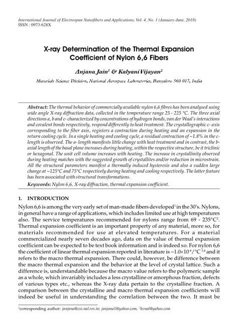 Pdf X Ray Determination Of The Thermal Expansion Coefficient