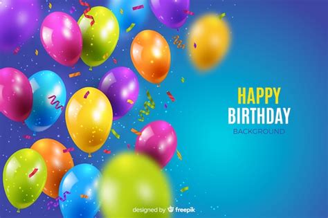 Fondo de cumpleaños con globos realistas Vector Gratis