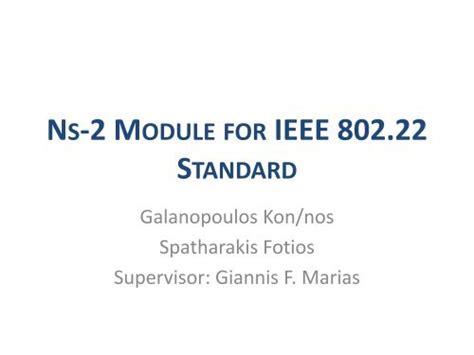 Ns 2 Module For Ieee 80222 Standard