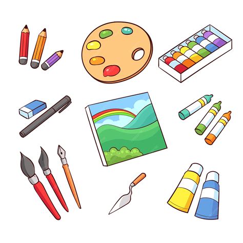그림 및 그리기 도구 벡터 일러스트 레이 션 프리미엄 벡터
