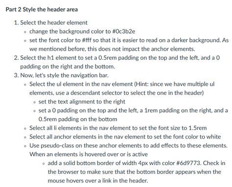 Solved Part 2 Style The Header AreaSelect The Header Chegg Com