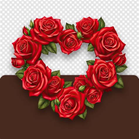 Premium Psd Heart Shaped Rose Flower Frame