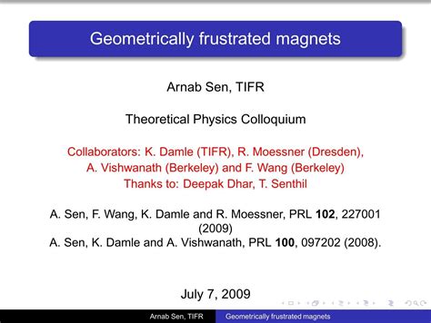 Geometrically Frustrated Magnets Department Of Theoretical Physics