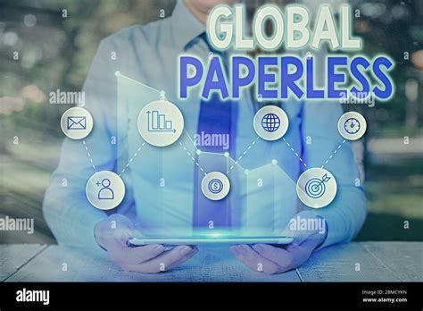 Conceptual Hand Writing Showing Global Paperless Concept Meaning Going For Technology Methods