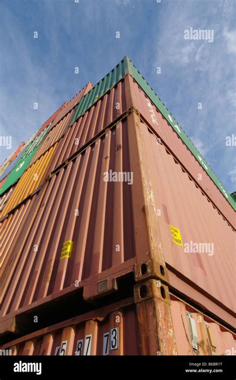 Containers In A Container Terminal Stock Photo Alamy