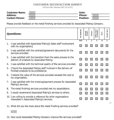 Customer Satisfaction Survey Template Word