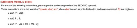 Solved Addressing Modes 3 Points For Each Of The