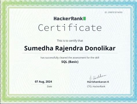 Sumedha Donolikar On Linkedin Sql Certification Database