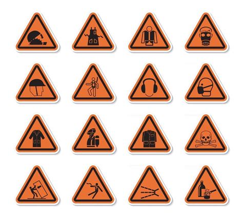 Las Etiquetas De Símbolos De Peligro De Advertencia Triangular Firman
