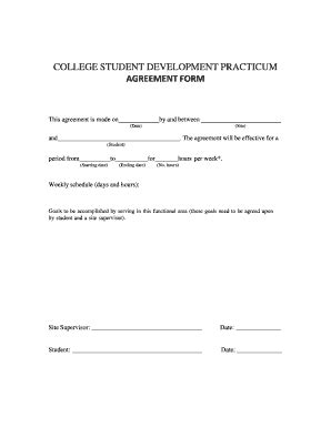 Fillable Online COLLEGE STUDENT DEVELOPMENT PRACTICUM AGREEMENT FORM