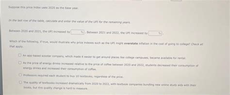 Solved Calculating Infiation Using A Simple Price Index Chegg Com