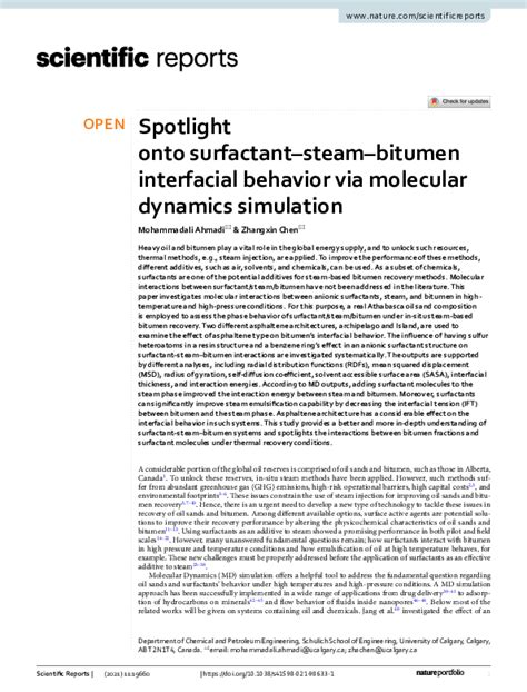 Pdf Spotlight Onto Surfactantsteambitumen Interfacial Behavior Via Molecular Dynamics