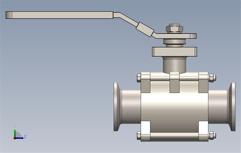 Dn32 三片式快装手动球阀solidworks 2016模型图纸下载 懒石网