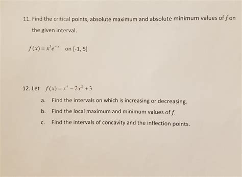 solved 11 find the critical points absolute maximum and