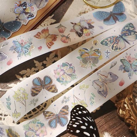 레트로 꽃 창 나비 금박 마스킹 와시 테이프 아트 장식 접착 테이프 Diy 스크랩북 재료 스티커 라벨 Aliexpress