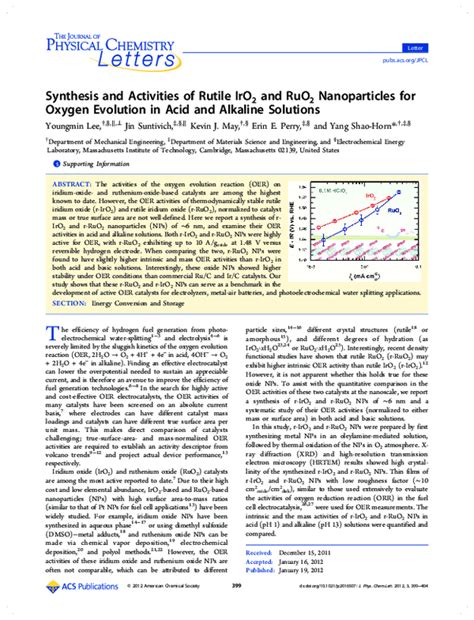 Pdf Synthesis And Activities Of Rutile Iro2 And Ruo2 Nanoparticles