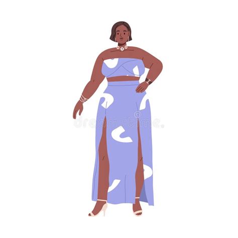 Pretty Chubby Fat Woman Portrait African Girl With Plump Curvy Body