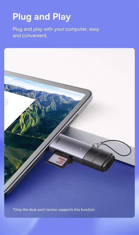 Baseus Lite Series USB A To SD TF Card Reader Grey