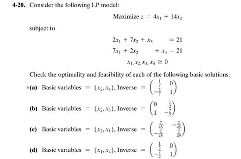 Solved 4 20 ﻿consider The Following Lp Model ﻿maximize