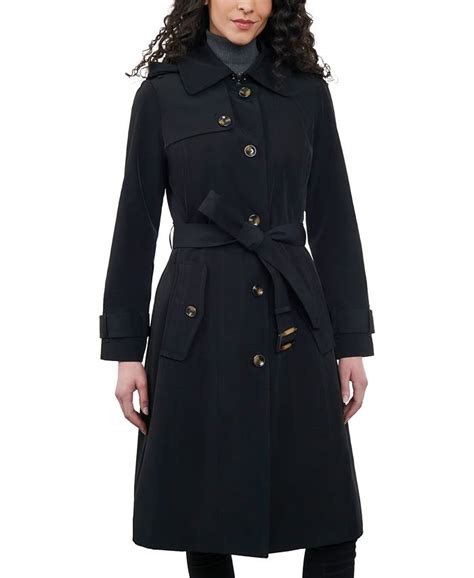 London Fog Womens Single Breasted Hooded Trench Coat Macys