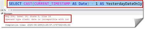 Operand Type Clash Date Is Incompatible With Int Sql Server Guides