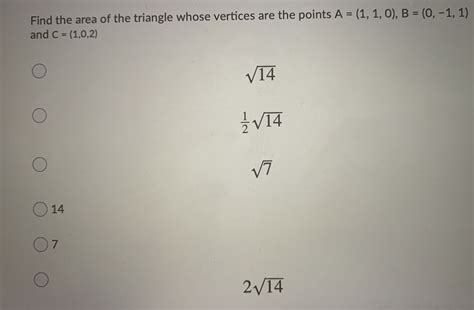 [solved] find the area of the triangle whose vertices are the points a